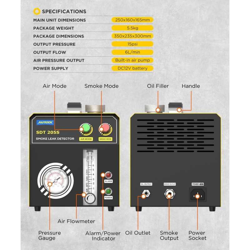 AUTOOL SDT205S Pipe Leak Locator EVAP System Leakage Analyze & Detect Tool